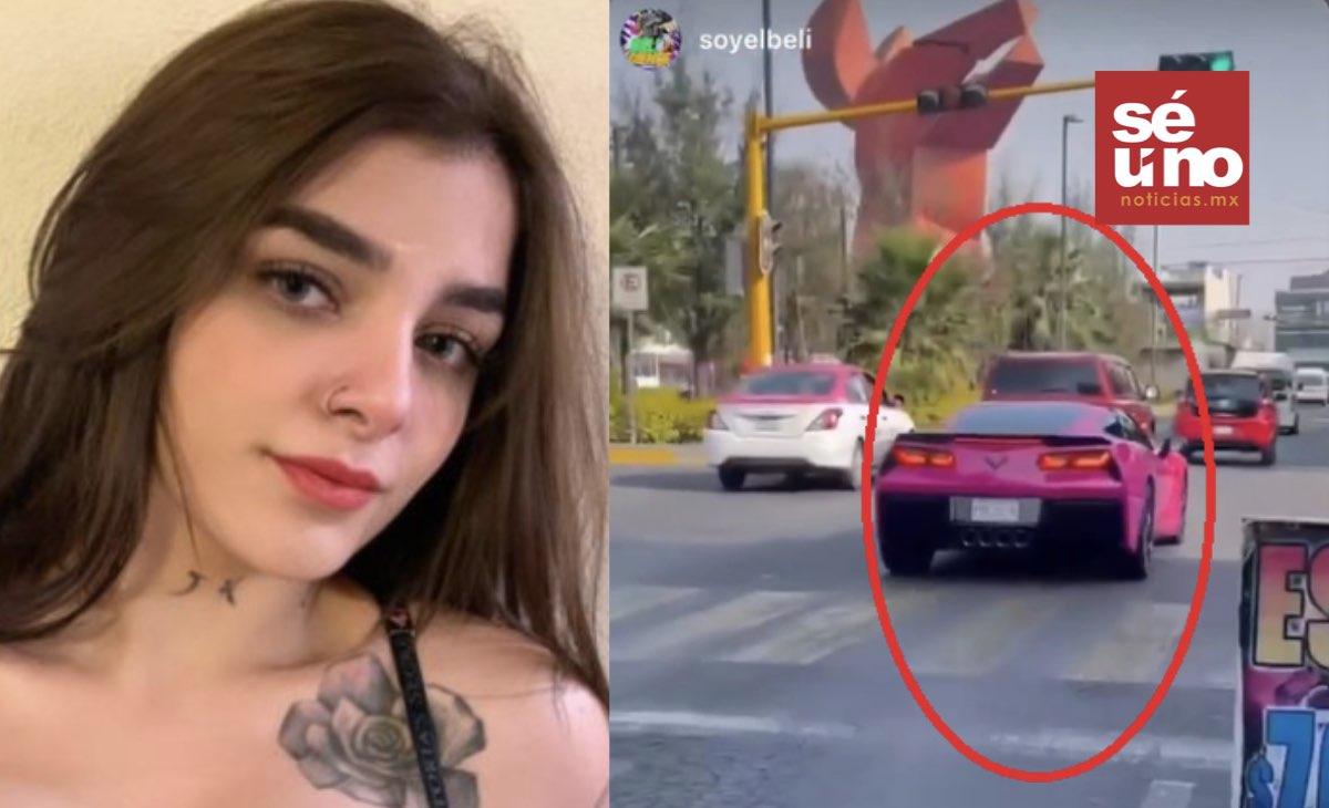 Captan a Karely Ruiz paseando en su corvette rosa por Neza